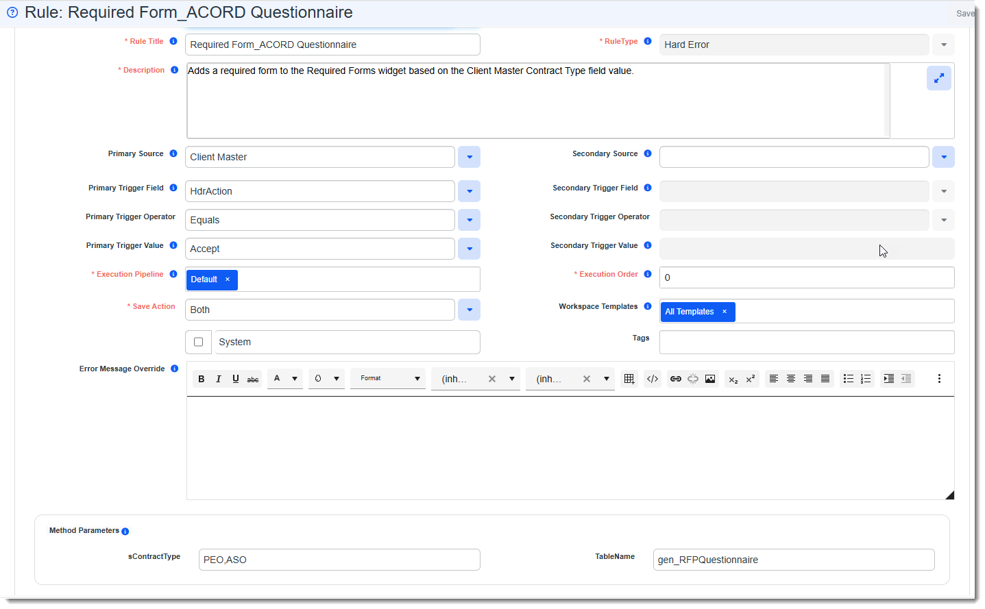 Widget: Required Forms